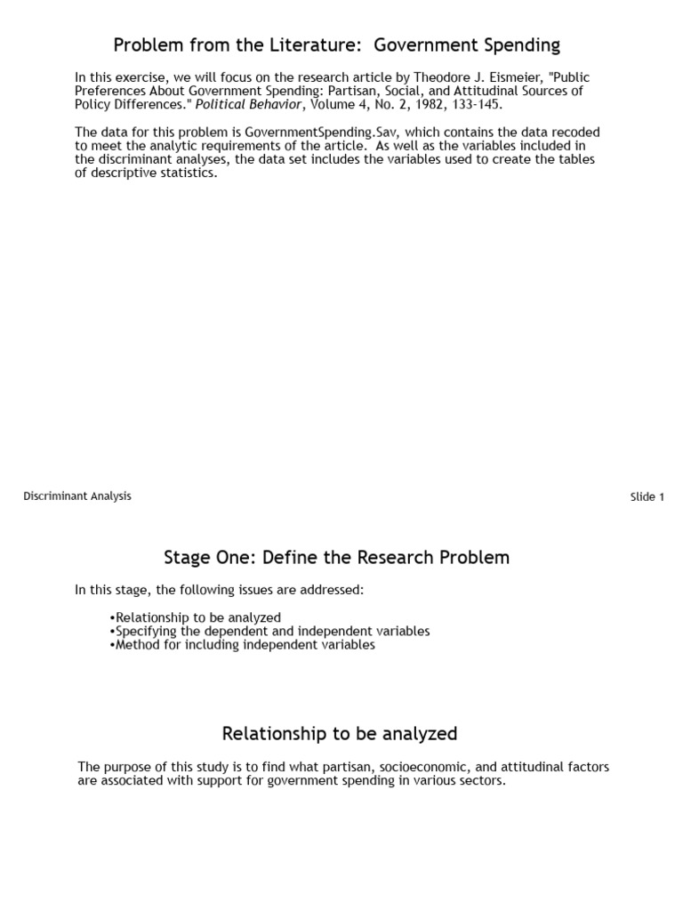 Government Spending Discriminant Analysis | PDF | Statistics | Dependent And Independent Variables