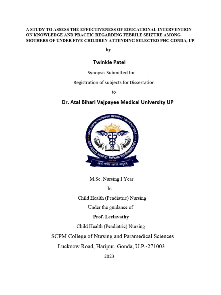 Twinkle Patel Synopsis | PDF | Epilepsy | Polycystic Ovary Syndrome
