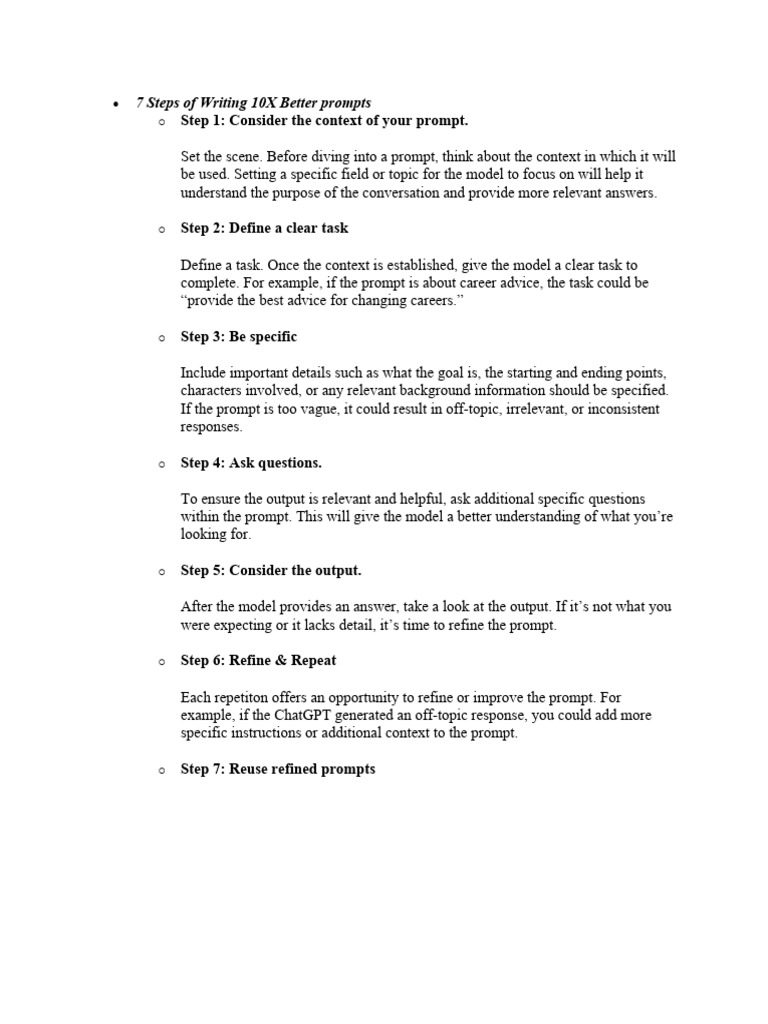7 Steps of Writing 10X Better Prompts | PDF | Data Analysis | Methodology