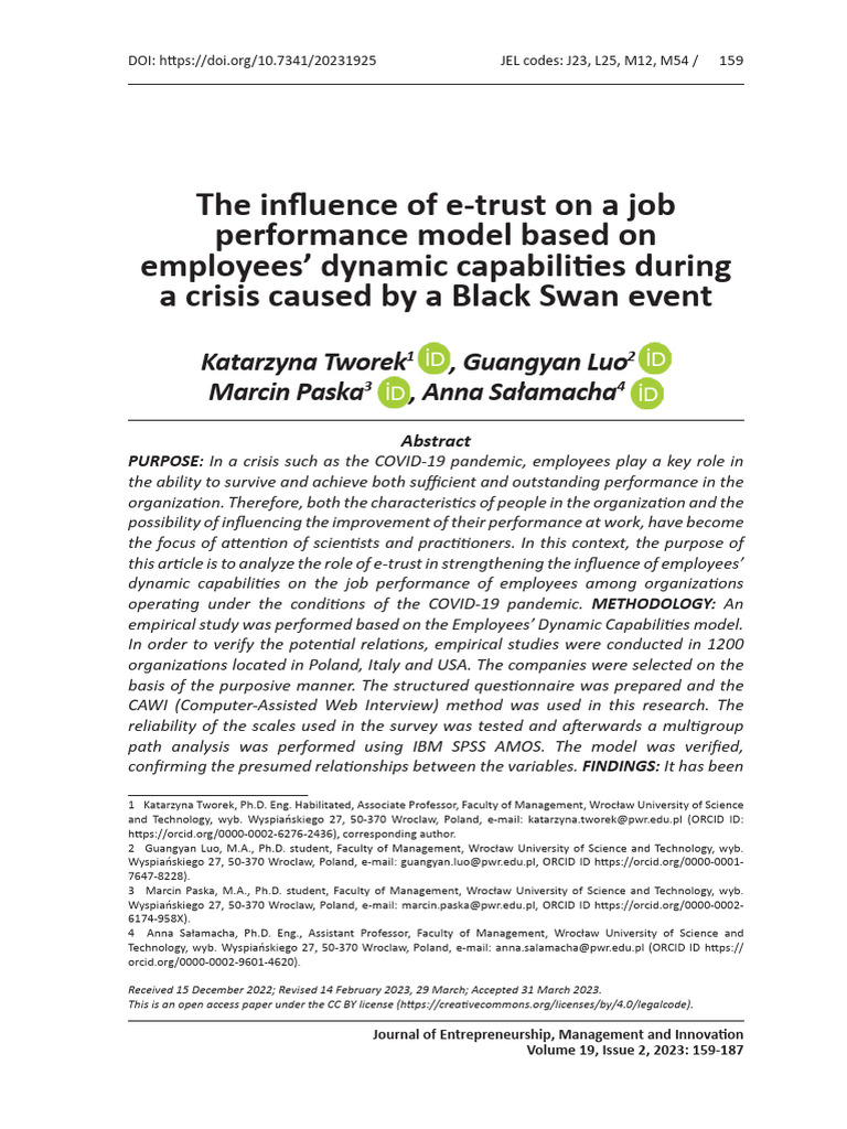 E-Trust's Impact on Job Performance | PDF