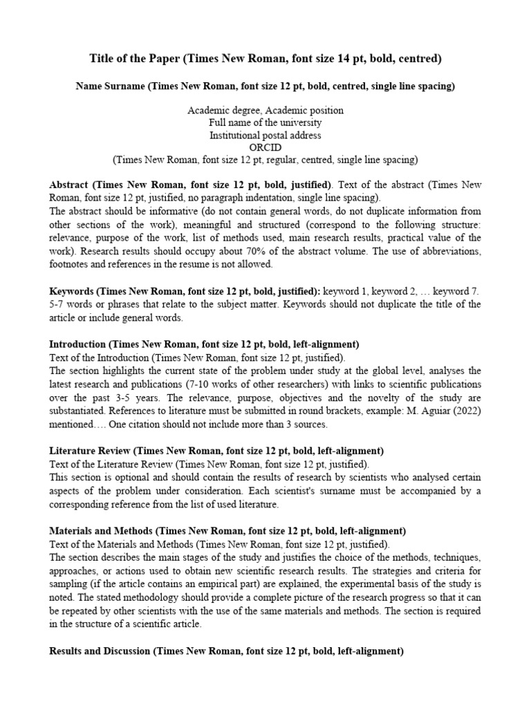 EEM Article Layout Template ENG | PDF | Times New Roman | Scientific Method