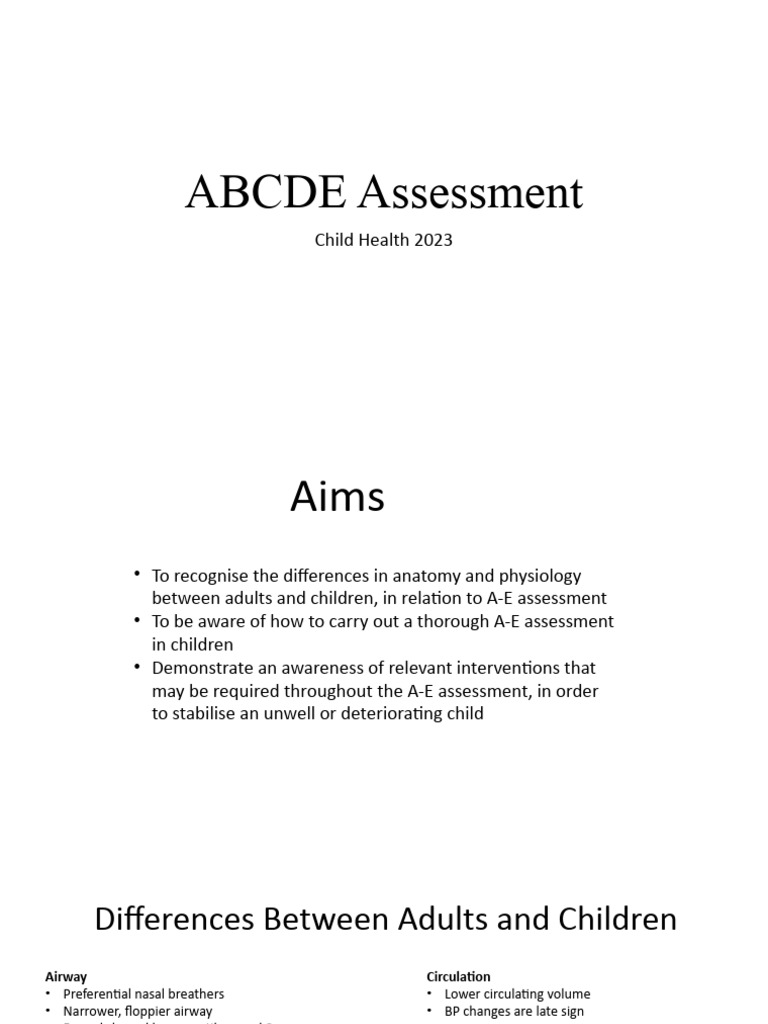 1.3 ABCDE Assessment | PDF | Hypothermia | Clinical Medicine