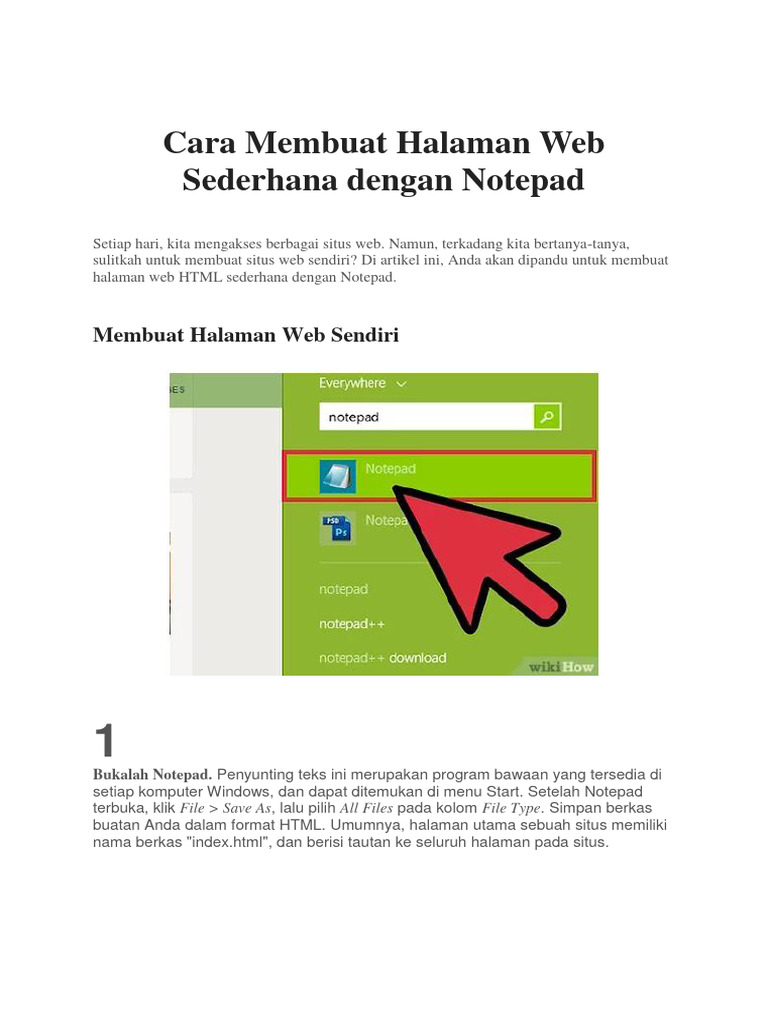 Cara Membuat Halaman Web Sederhana Dengan Notepad | PDF