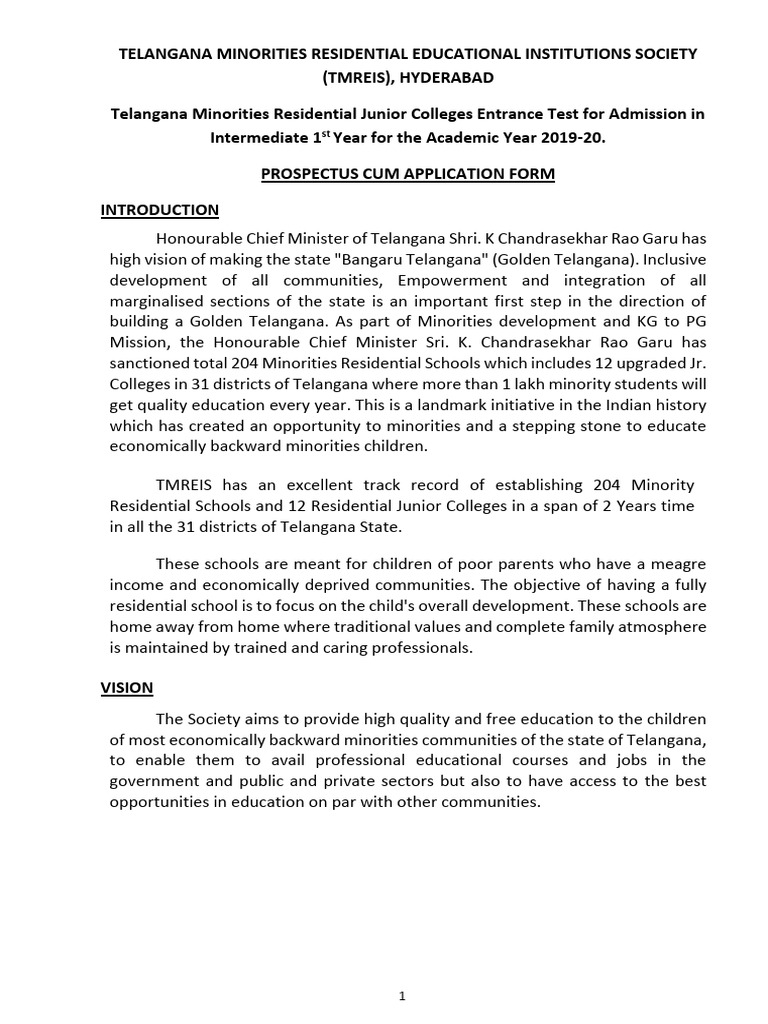 TMREIS Telangana Junior Colleges Admission Guide | PDF | Social Science