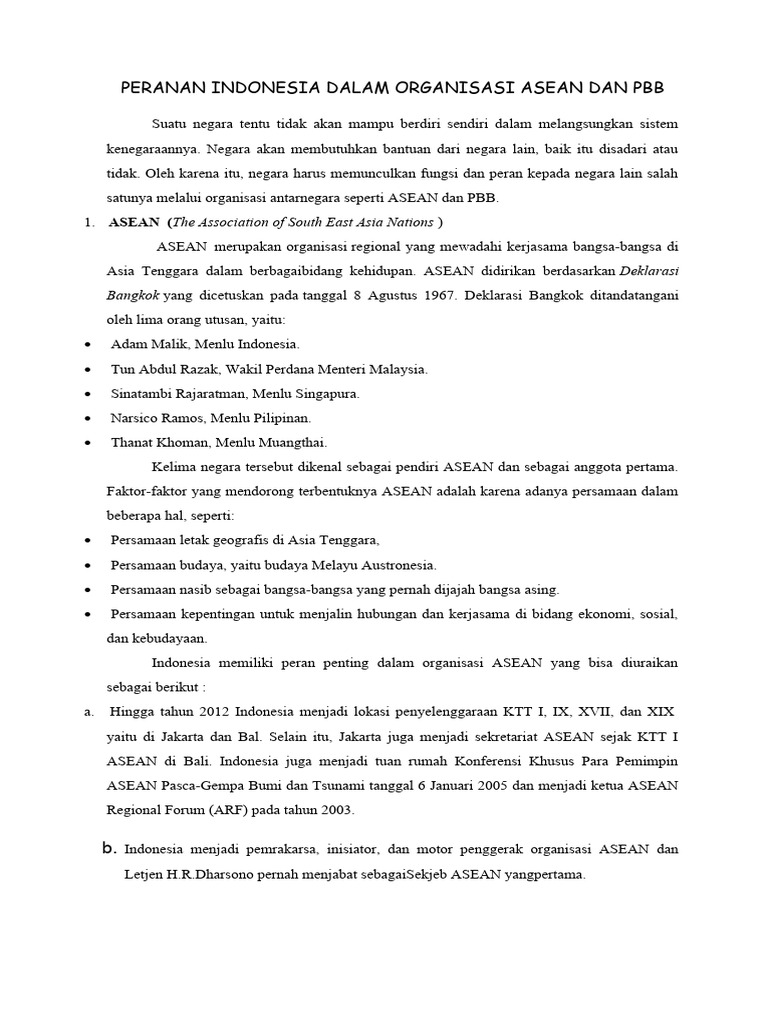 Peranan Indonesia Dalam Organisasi Asean Dan PBB | PDF | Perjalanan