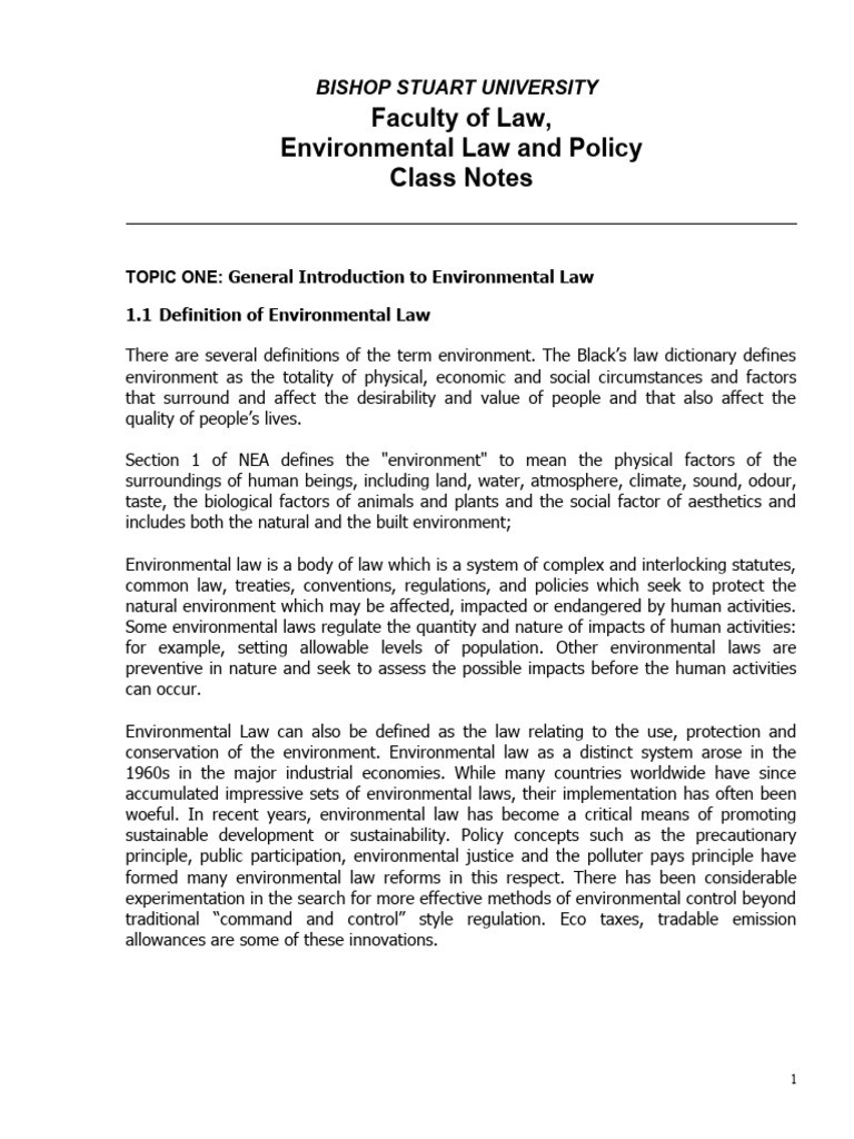 Environmental Law Notes | PDF | Environmental Law | Kyoto Protocol