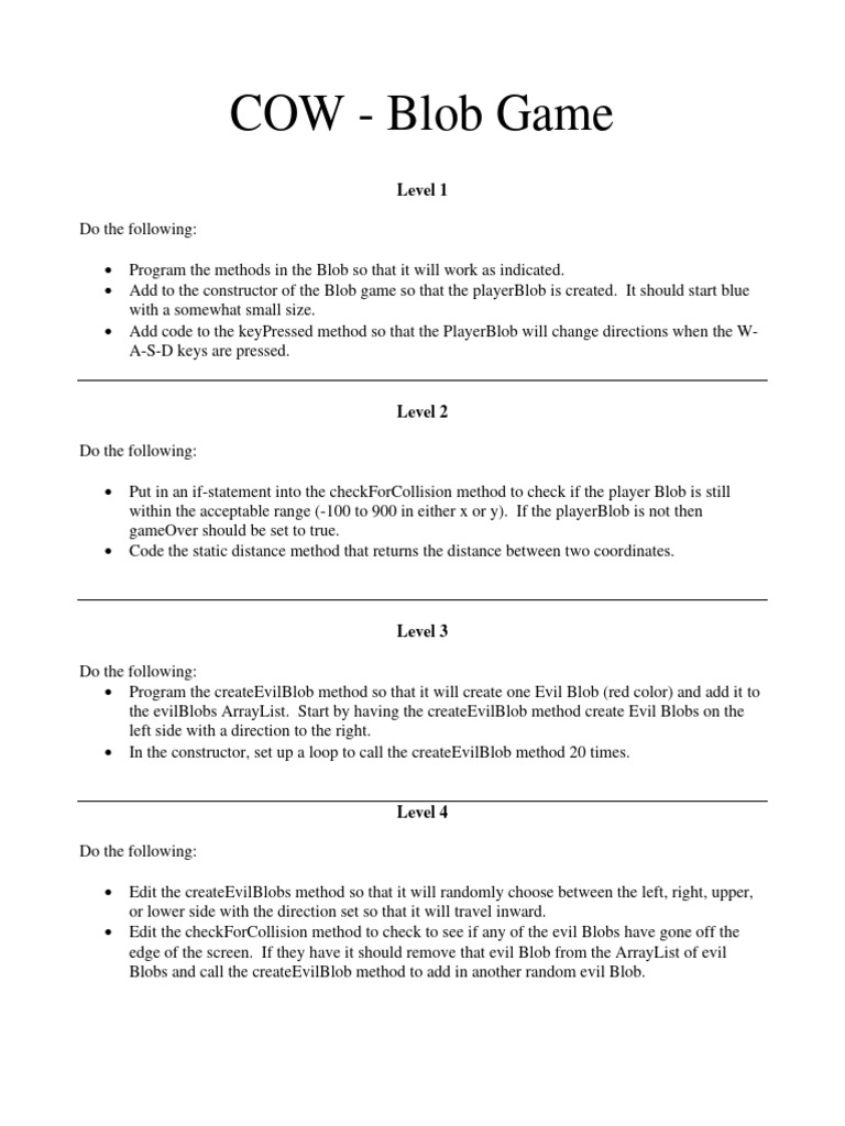 COW - Blob Game | PDF