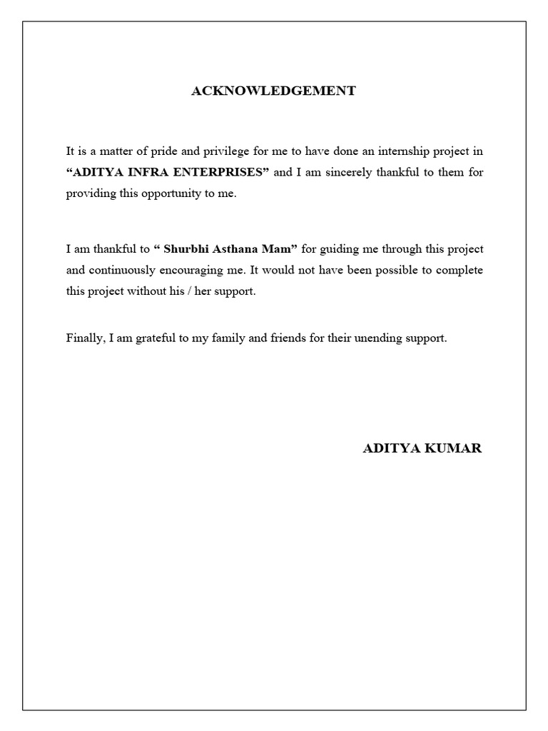 HRM Internship Acknowledgement Report | PDF | Human Resource Management ...