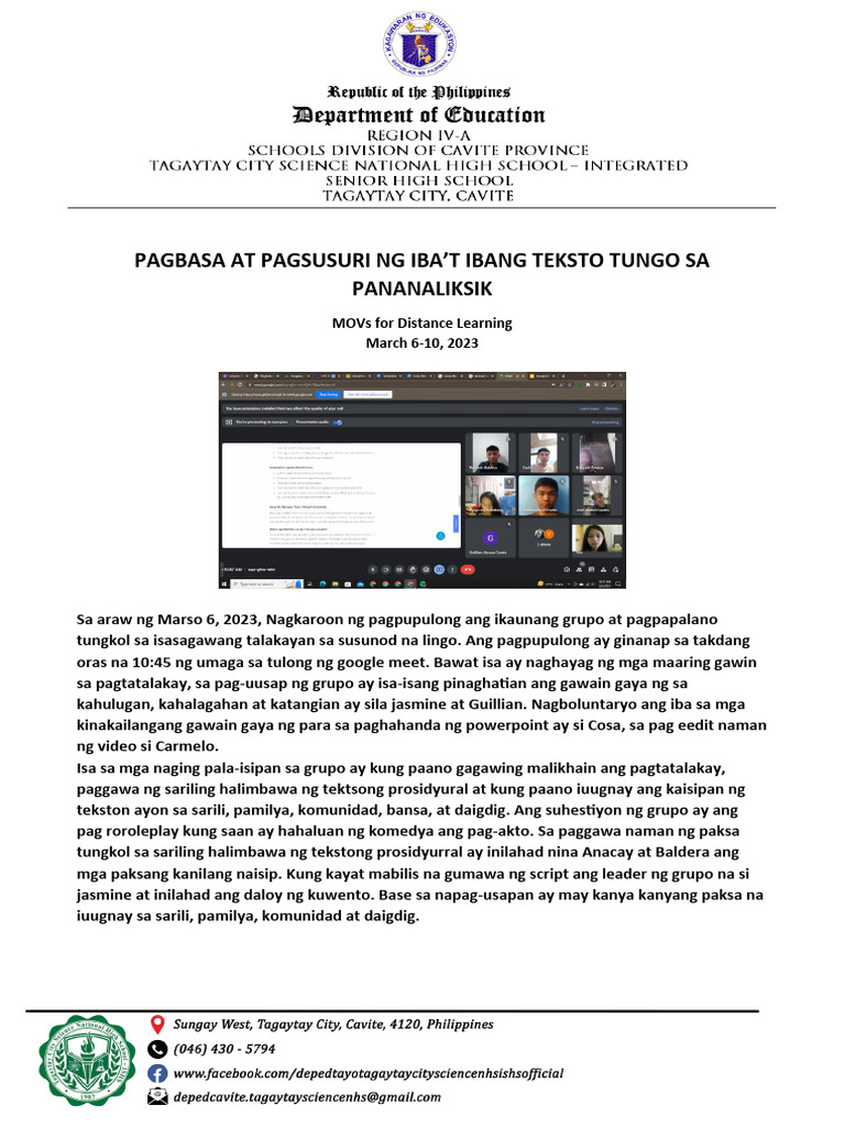 Pagbasa-Distance-Learning-Narrative-Report | PDF