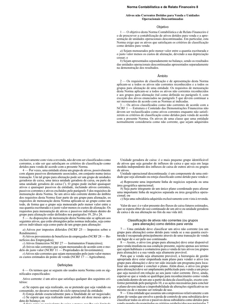 NCRF 8 | PDF | Ativo fixo | Depreciação