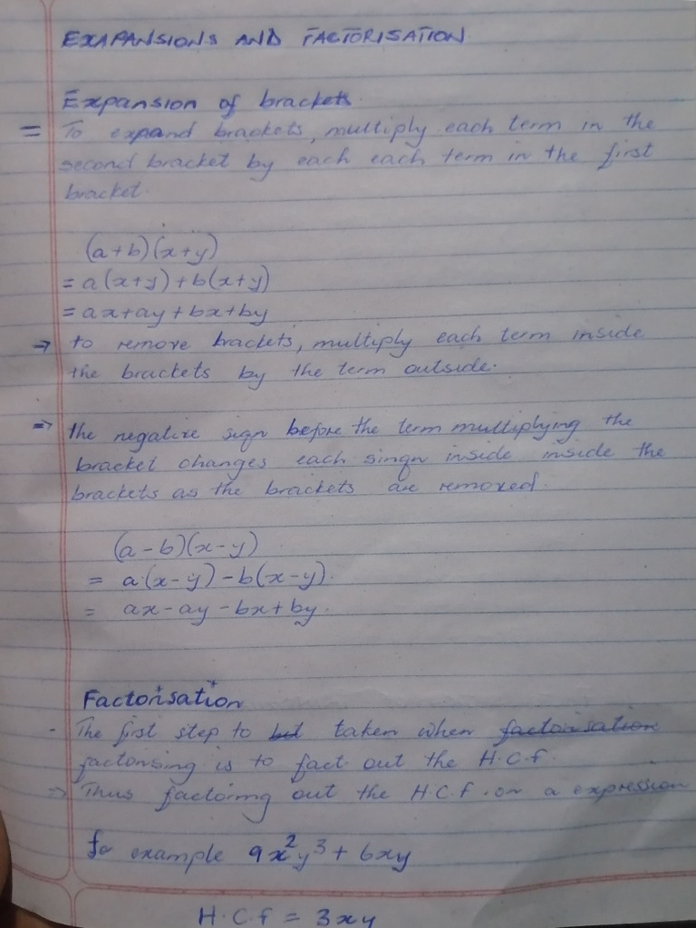 Expansion And Factorisation Pdf