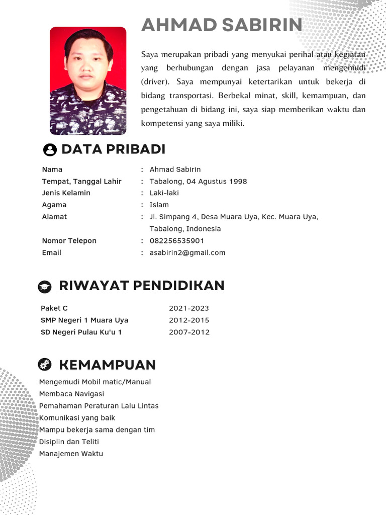 CV - Ahmad Sabirin | PDF