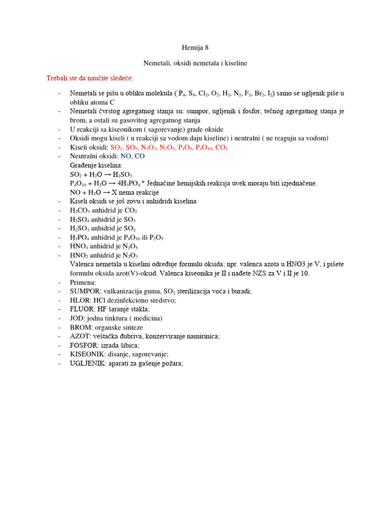 Hemija 8 ZAVRŠNI ISPIT | PDF