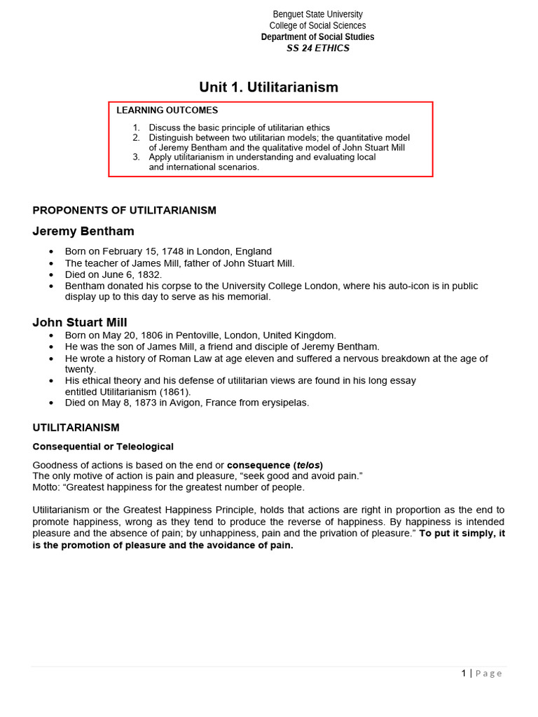 Utilitarianismand Deontology Pdf Utilitarianism Pleasure