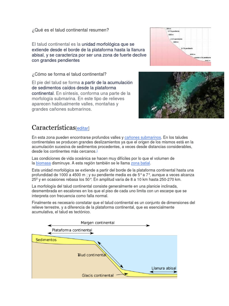 Definición y características del talud continental | PDF