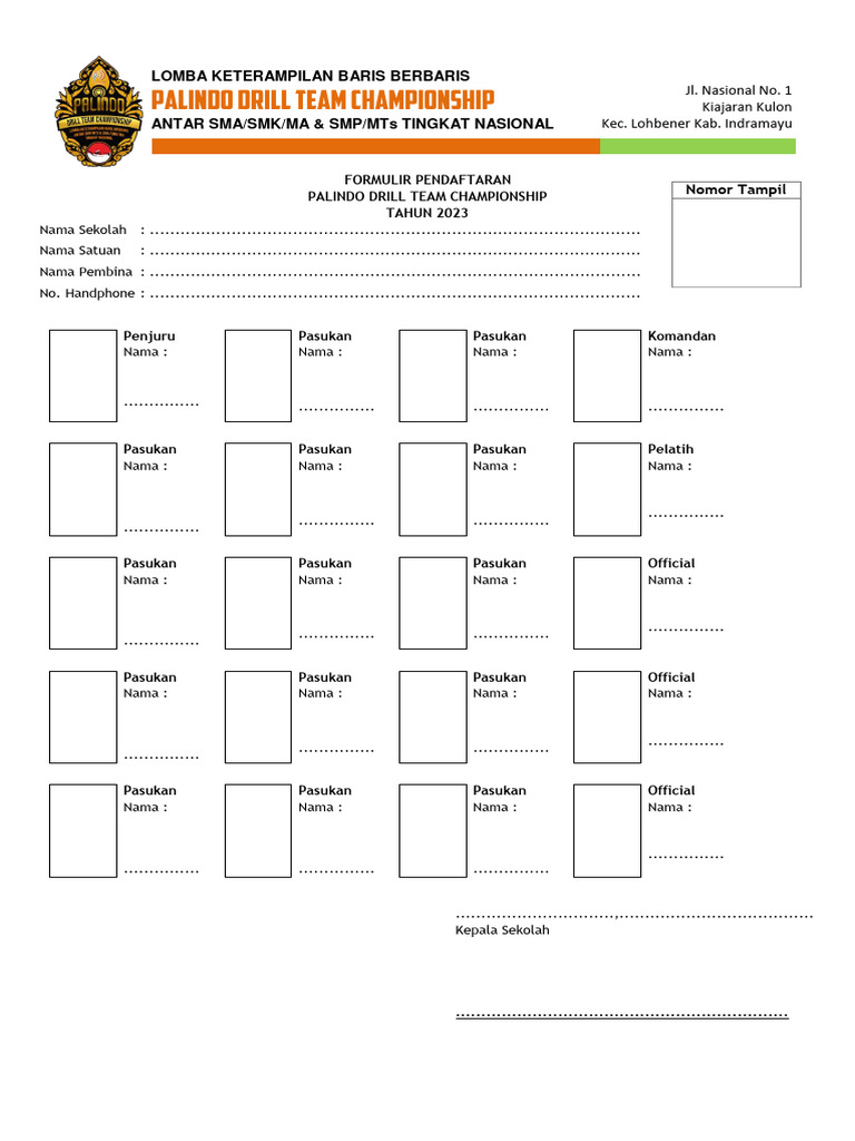 Formulir Pendaftaran Lomba | PDF