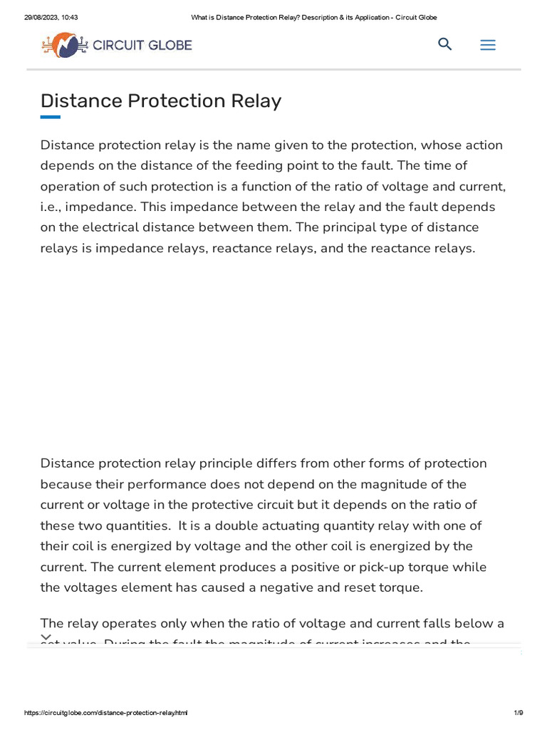 What Is Distance Protection Relay - Description & Its Application ...
