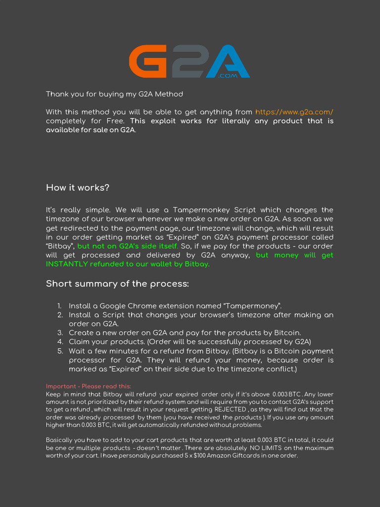 G2A Method - Updated Mar 2022 | PDF | Bitcoin | Software