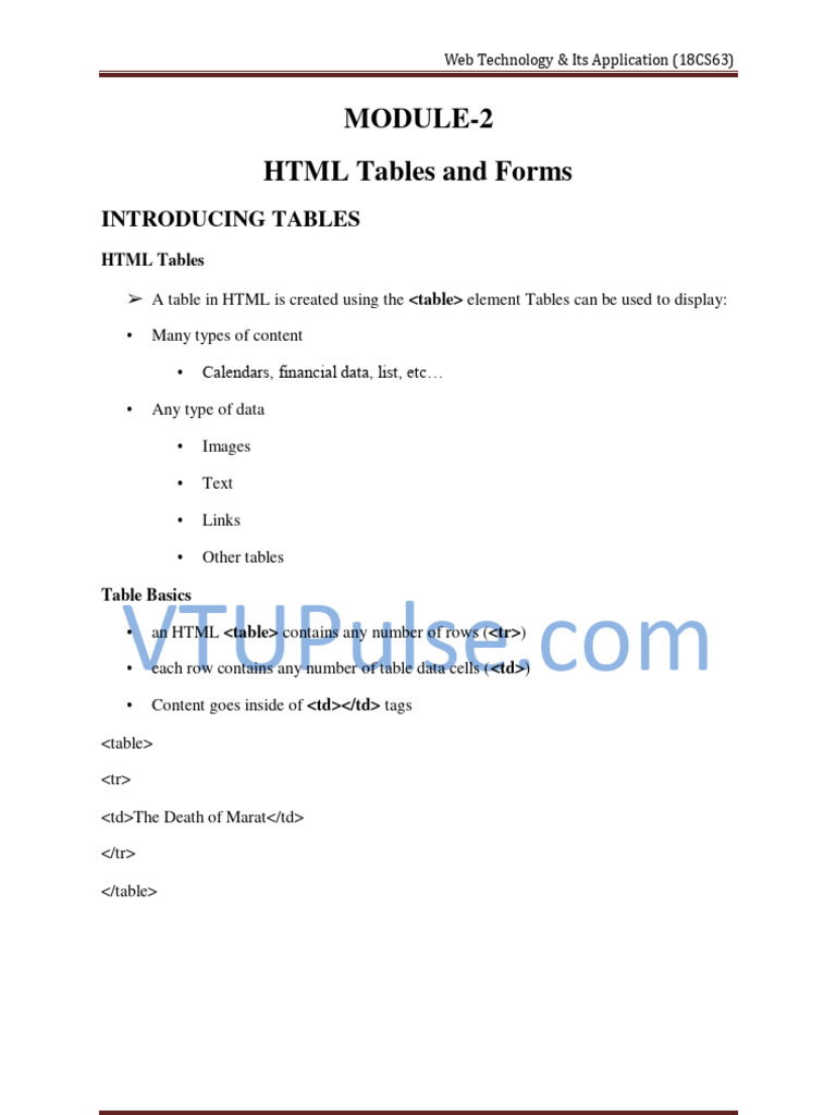 Module 2 - 18CS63-NOTES | PDF | Html Element | World Wide Web