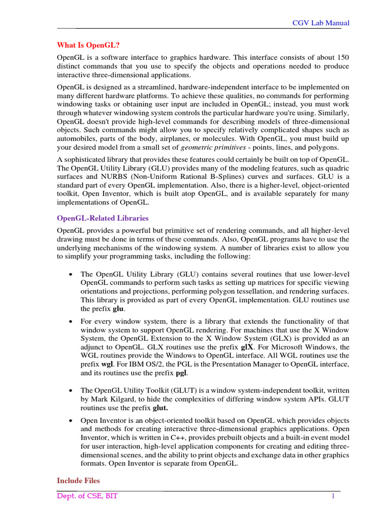 CGVManual - 2017 - 18 - Modified | PDF | Matrix (Mathematics) | Vector ...