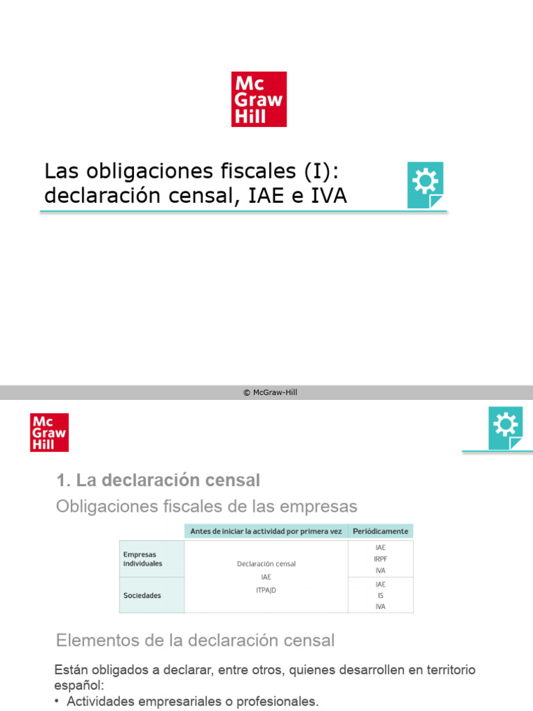 Las Obligaciones Fiscales (I) : Declaración Censal, IAE e IVA | PDF | Impuestos | Impuesto al ...