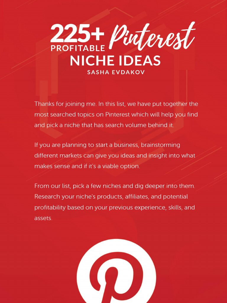 Profitable Pinterest Niche Ideas | PDF | Cooking | Cuisine