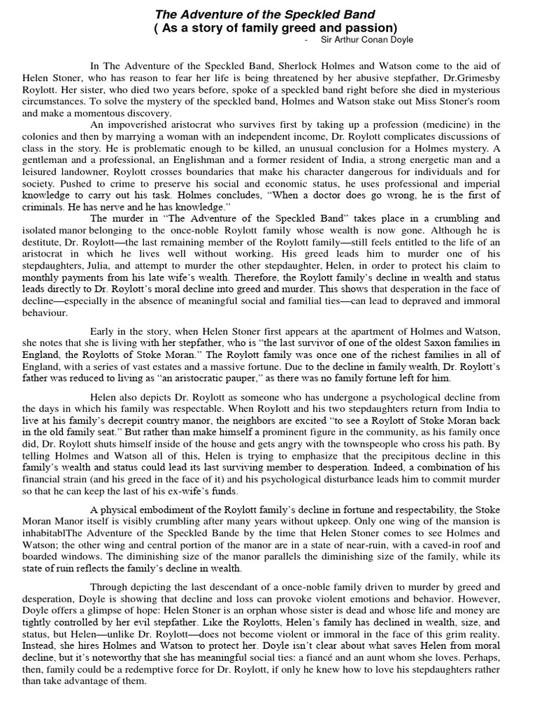 The Adventure of The Speckled Band - Broad 1 | PDF | The Adventure Of ...