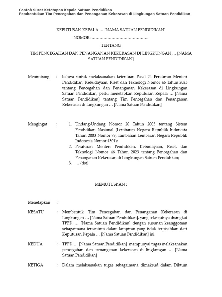4 - SK Tim Pencegahan Dan Penanganan Kekerasan Di Lingkungan Satuan Pendidikan - WWW ...