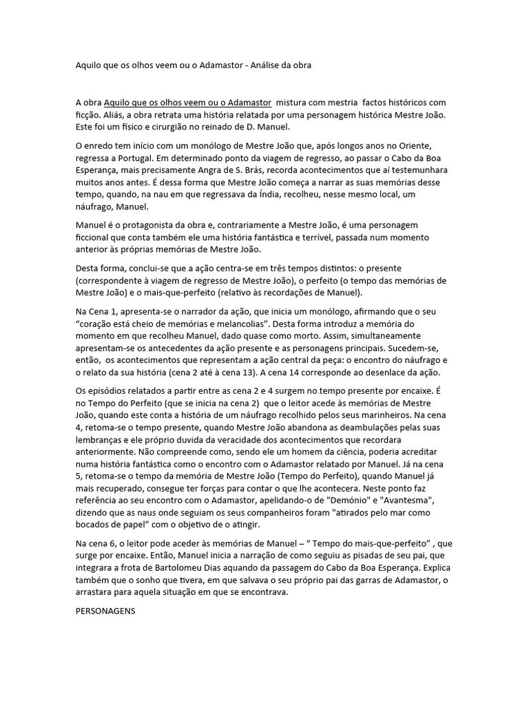 Aquilo Que Os Olhos Veem Ou o Adamastor | PDF | Tempo