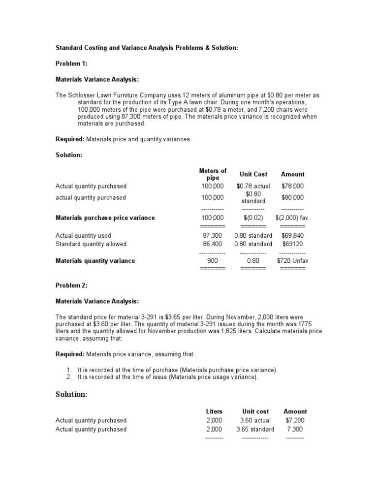 Variance Analysis Problems & Solutions | PDF | Labour Economics | Business