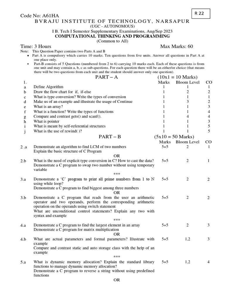 A61ha CTP R22 | PDF | C (Programming Language) | Computer Program