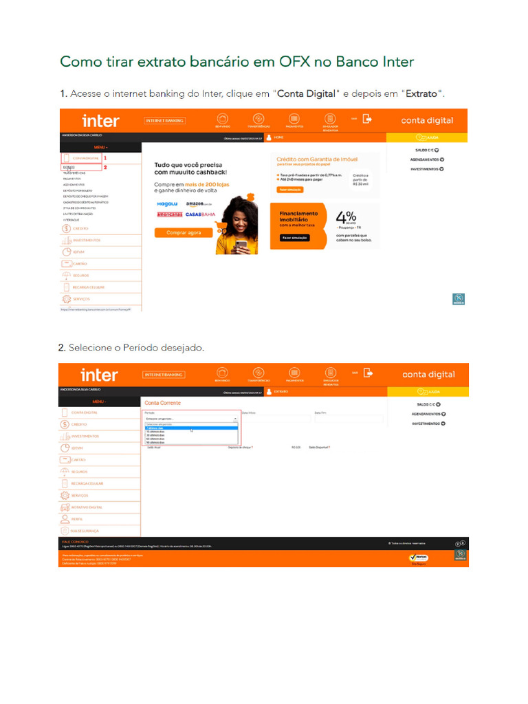 Tutorial de Extrato e Ofx Inter | PDF