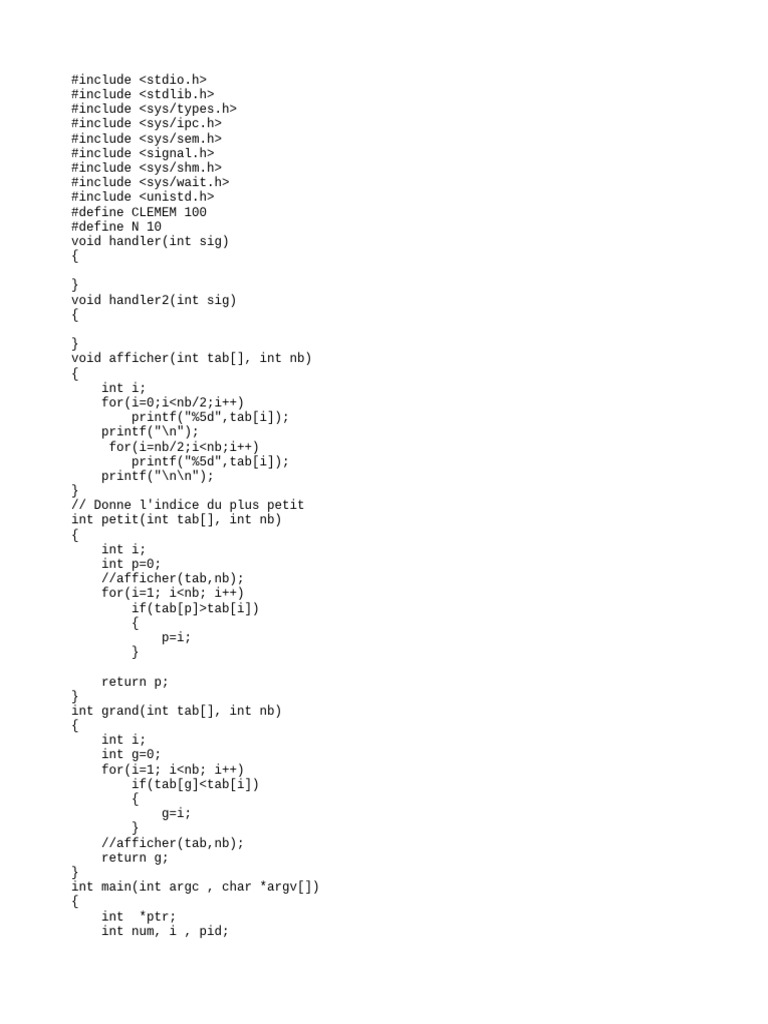 Gestion de mémoire partagée en C | PDF | Programmation informatique