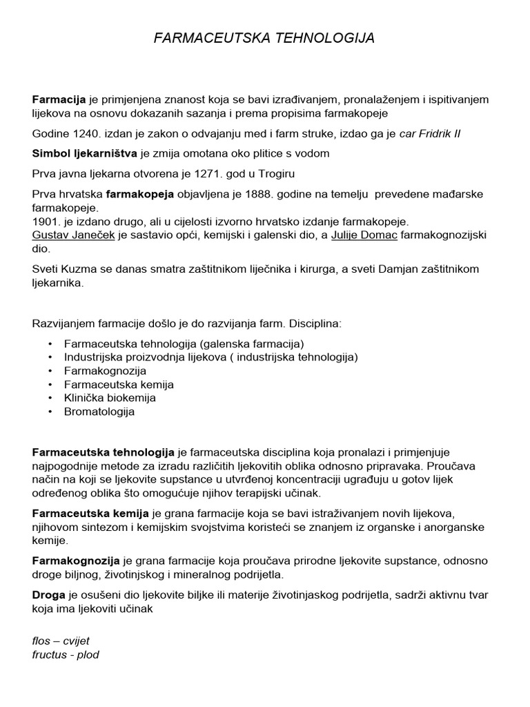 Farmaceutska Tehnologija | PDF