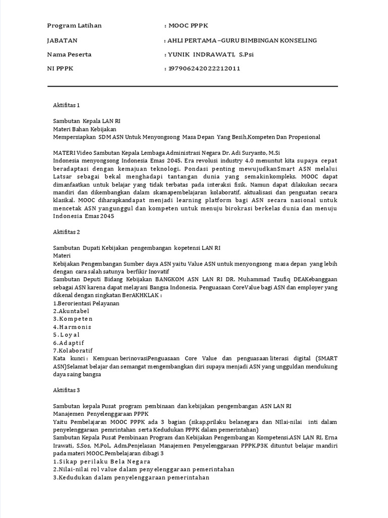 Jurna MOOC YUNI INDRAWATI, S.PD | PDF