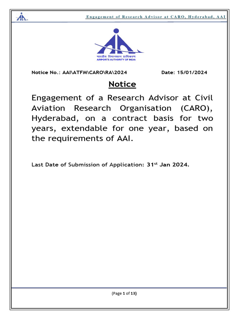 Research Advisor Position at CARO, Hyderabad | PDF | Methodology ...