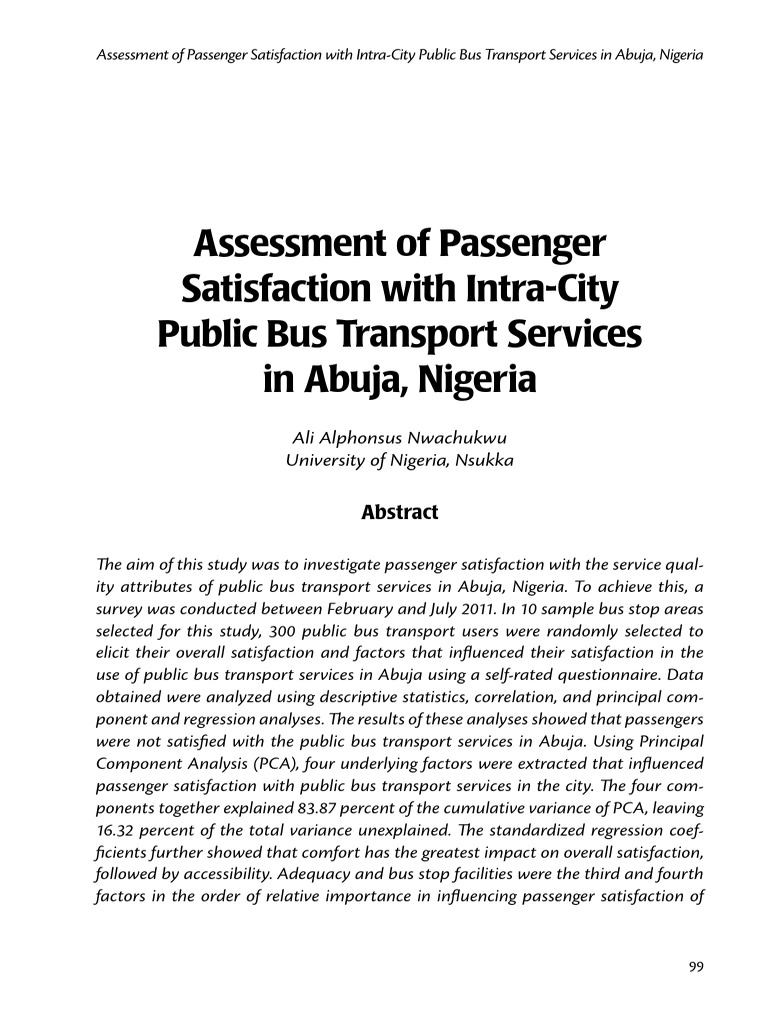 Abuja Bus Passenger Satisfaction | PDF | Customer Satisfaction | Public ...