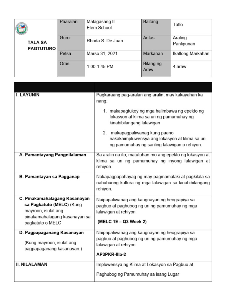 Q3 - W2 - AP3 - Ang Heograpiya Sa Aming Lalawigan at Rehiyon | PDF