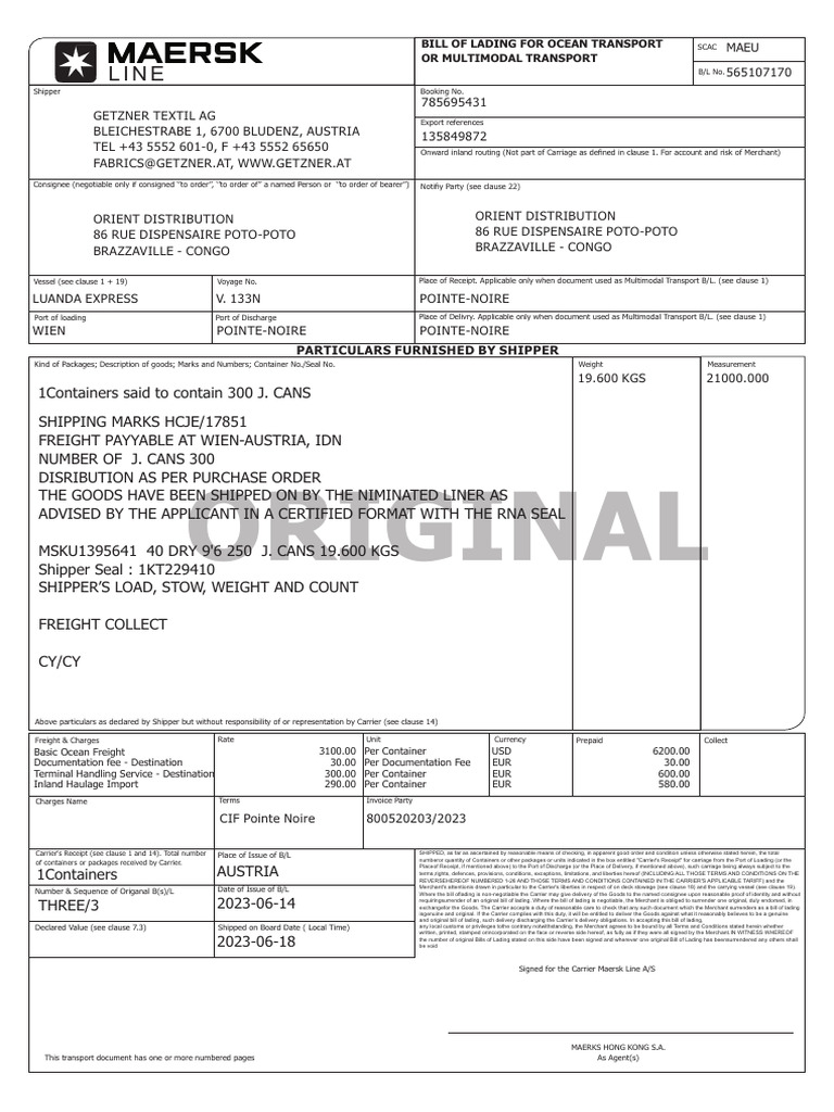 Textil 3 | PDF | Bill Of Lading | Cargo