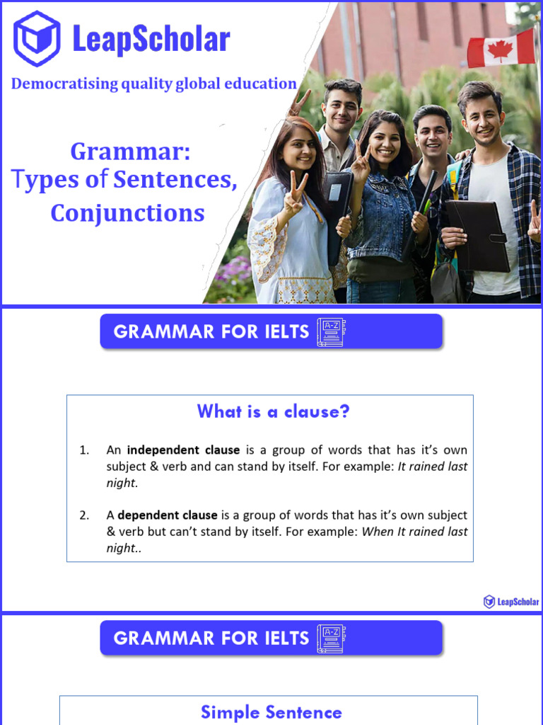 Types of Sentences - Conjunctions | PDF | Language Mechanics | Linguistics