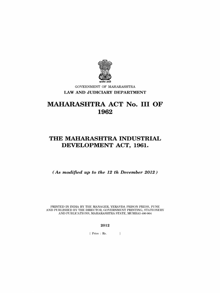 MIDC Act 1961 (English) | PDF