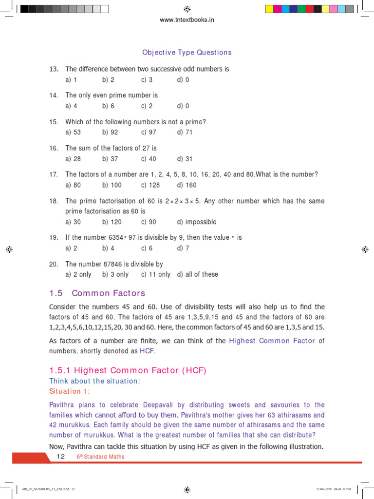 Sch-2 LCM & HCF PDF (Eng) | PDF | Arithmetic | Elementary Mathematics