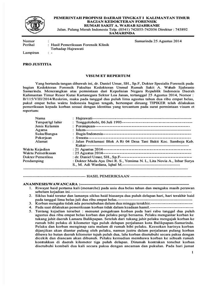 Contoh Visum-Kekerasan-Seksual | PDF