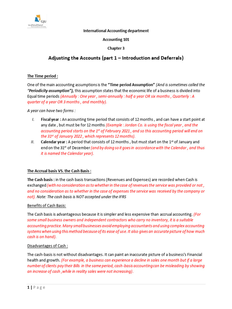 Chapter 3 (Part 1 - Introduction and Deferrals) | PDF | Depreciation ...