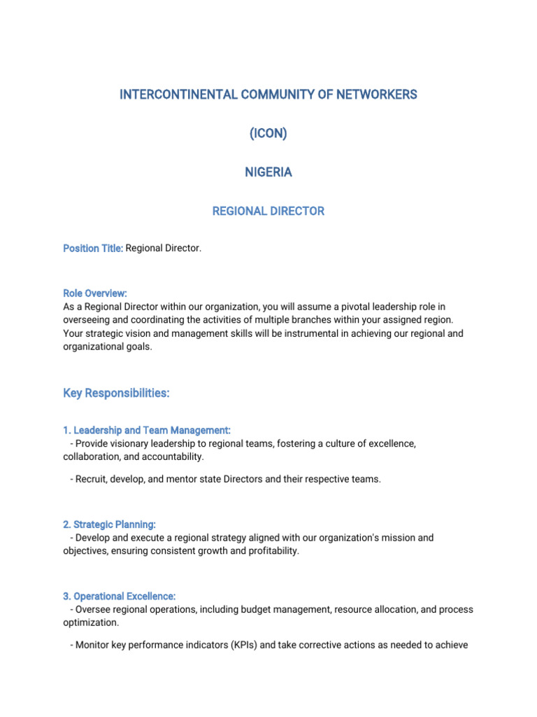 Regional Director Role | PDF