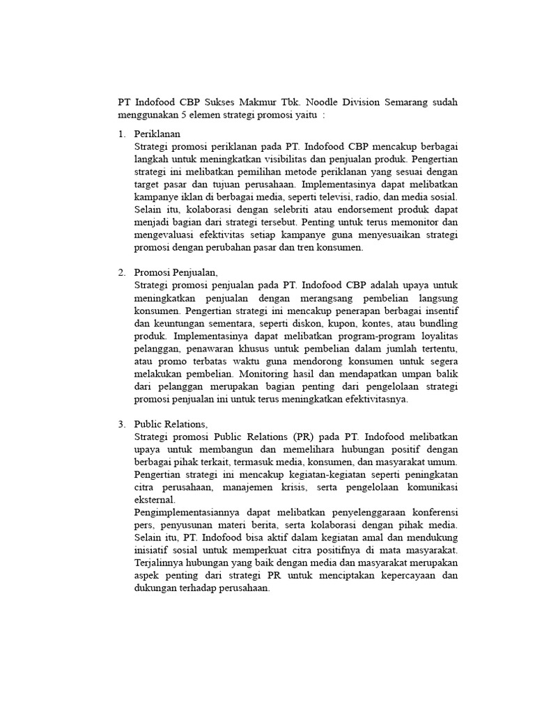 PT Indofood CBP Sukses Makmur TBK | PDF