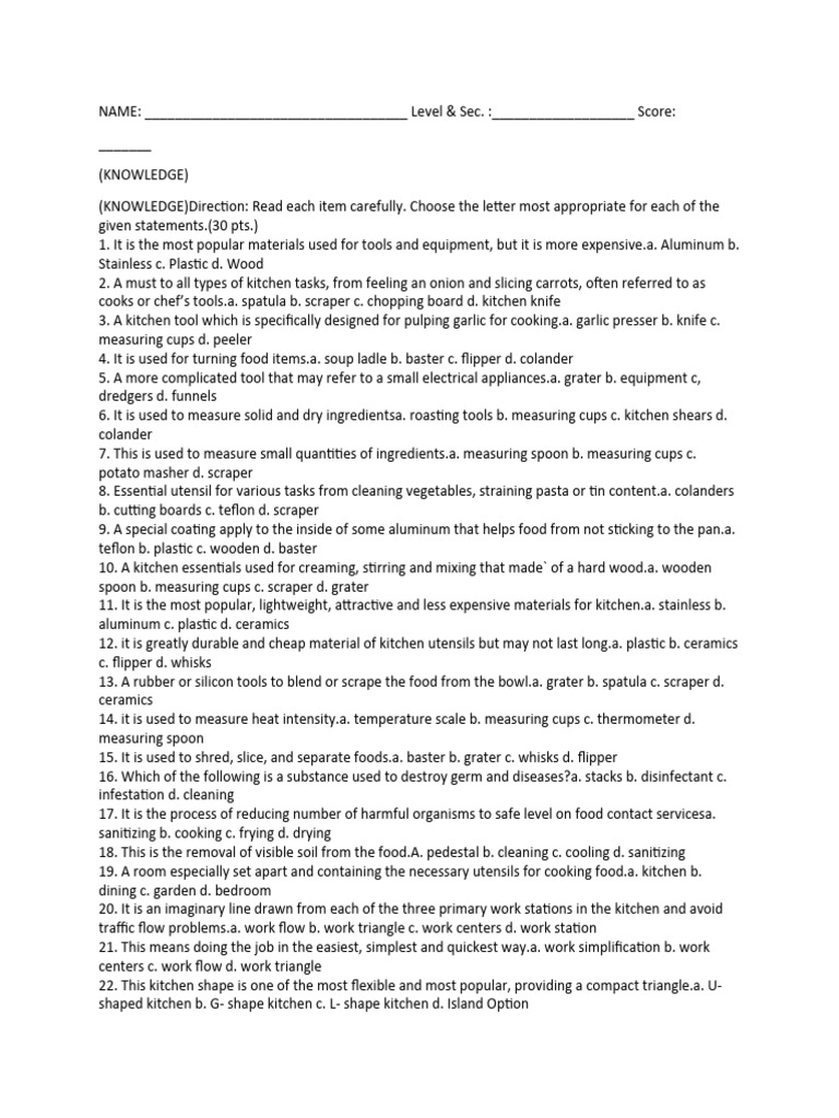 Tle 8 PT | PDF | Kitchen Utensil | Kitchen