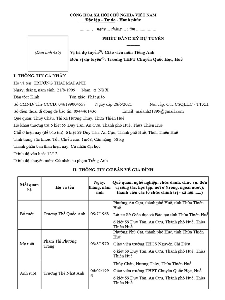 Phieu Du Tuyen | PDF