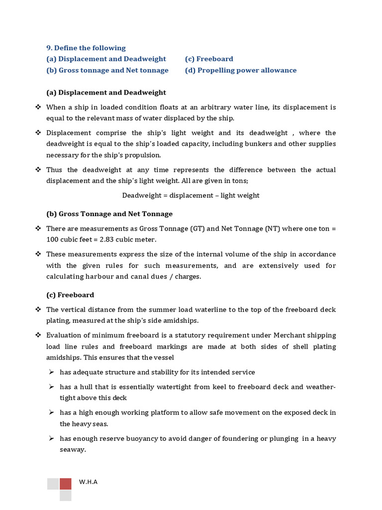 Displacement and Deadweight Explained | PDF | Tonnage | Ships