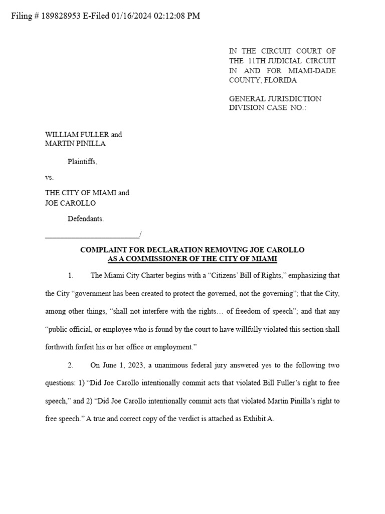 William Fuller and Martin Pinilla Complaint | PDF | Complaint ...
